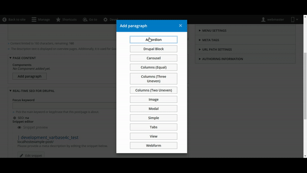 Enhance the UI/UX preview for paragraphs in the Varbase Landing page with [Add] button and easy ...
